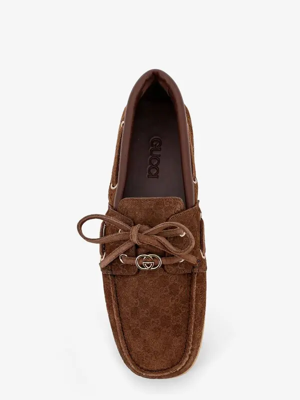 Gucci Suede Loafers With Allover Gg Logo