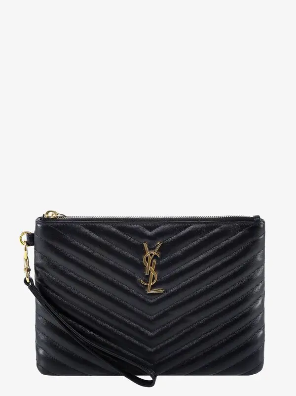 Saint Laurent Quilted Leather Clutch - Black