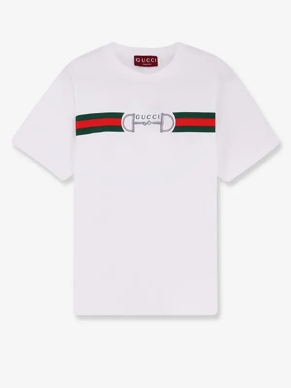 Gucci Cotton Tshirt With Frontal Web Band