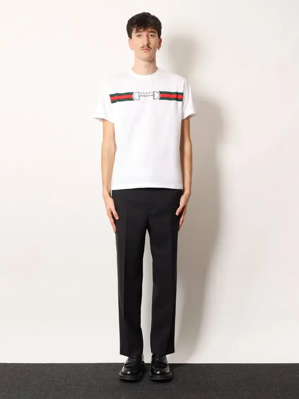 Gucci Cotton Tshirt With Frontal Web Band