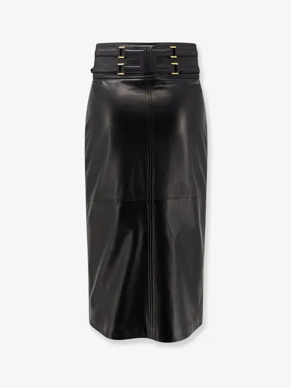 Elisabetta Franchi Leather Skirt - Black