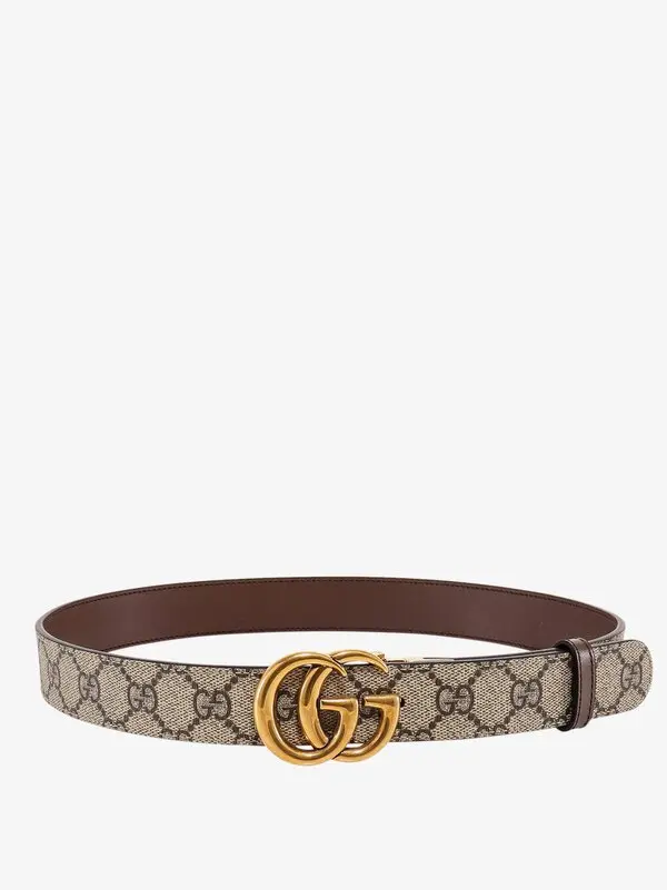 Gucci Leather And Gg Supreme Fabric Gg Belt - Beige