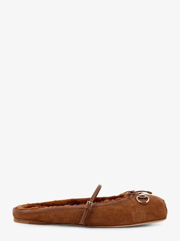 Gucci Gg Suede Sabot - Brown