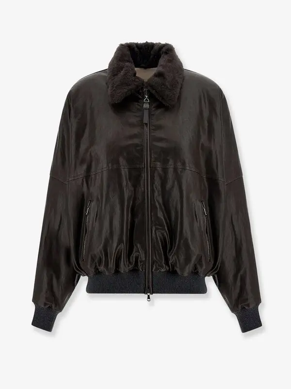 Brunello Cucinelli Aviator Leather Bomber