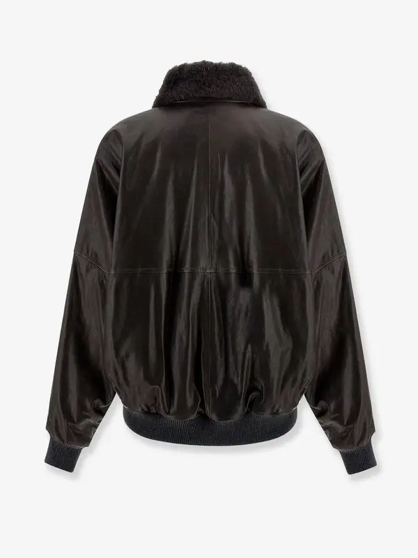Brunello Cucinelli Aviator Leather Bomber