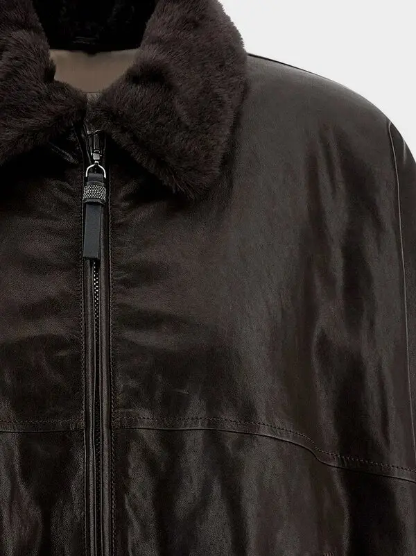 Brunello Cucinelli Aviator Leather Bomber