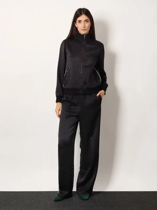 Gucci Viscose Blend Trousers With Allover Gg Motif