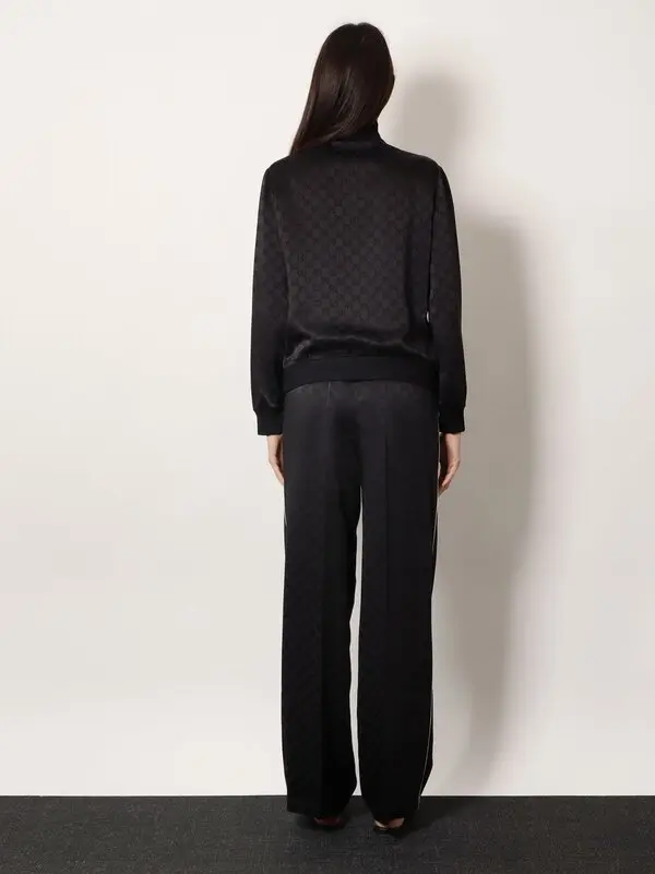 Gucci Viscose Blend Trousers With Allover Gg Motif