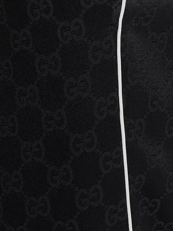 Gucci Viscose Blend Trousers With Allover Gg Motif