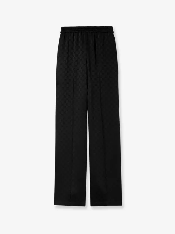 Gucci Viscose Blend Trousers With Allover Gg Motif