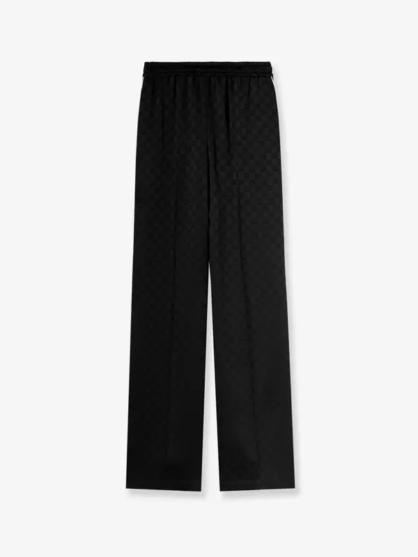 Gucci Viscose Blend Trousers With Allover Gg Motif