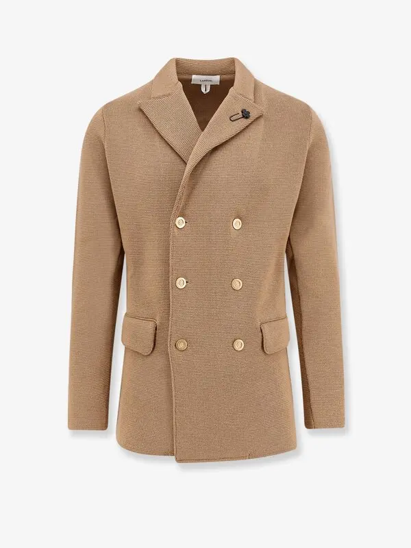 LARDINI Knitted Blazer With Iconic Brooch
