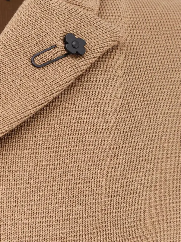 LARDINI Knitted Blazer With Iconic Brooch