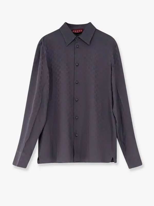 Gucci Gg Jacquard Silk Shirt - Grey