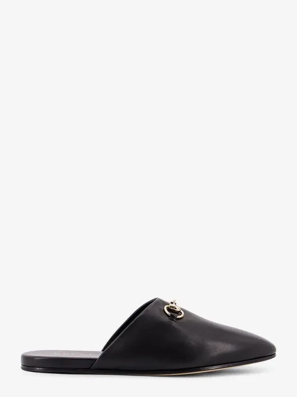 Gucci Leather Sabot With Horsebit - Black