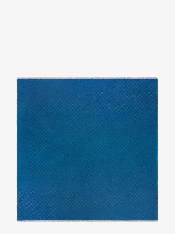 Gucci Wool Blend Shawl With Gg Lamé Motif - Blue