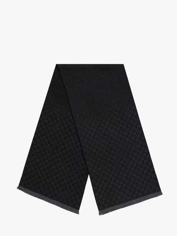 Gucci Jacquard Wool Scarf With Gg Motif - Black