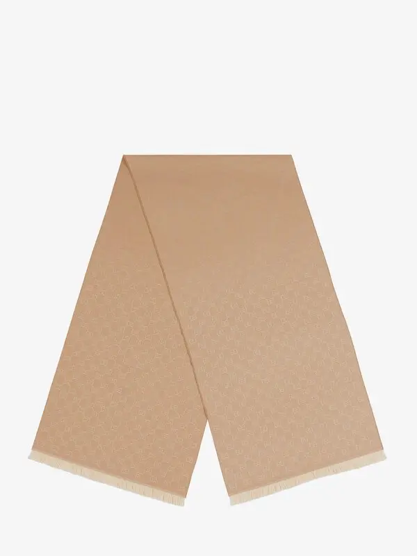 Gucci Jacquard Wool Scarf With Gg Motif - Beige