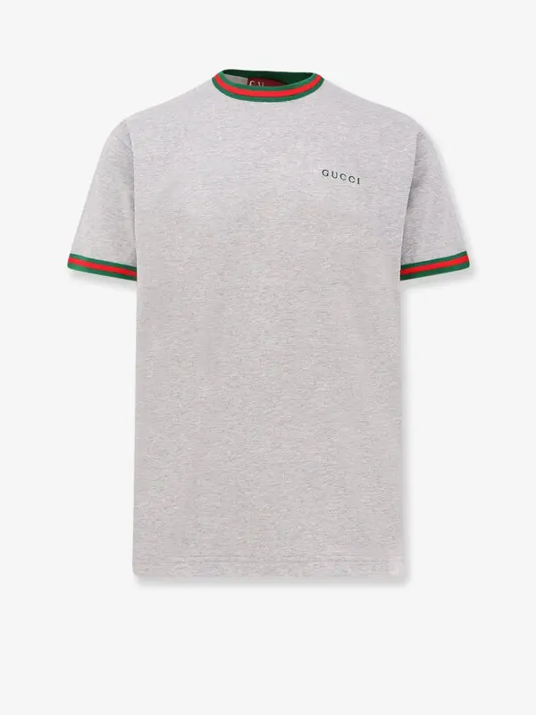 Gucci Cotton Tshirt With Web Detail - Grey