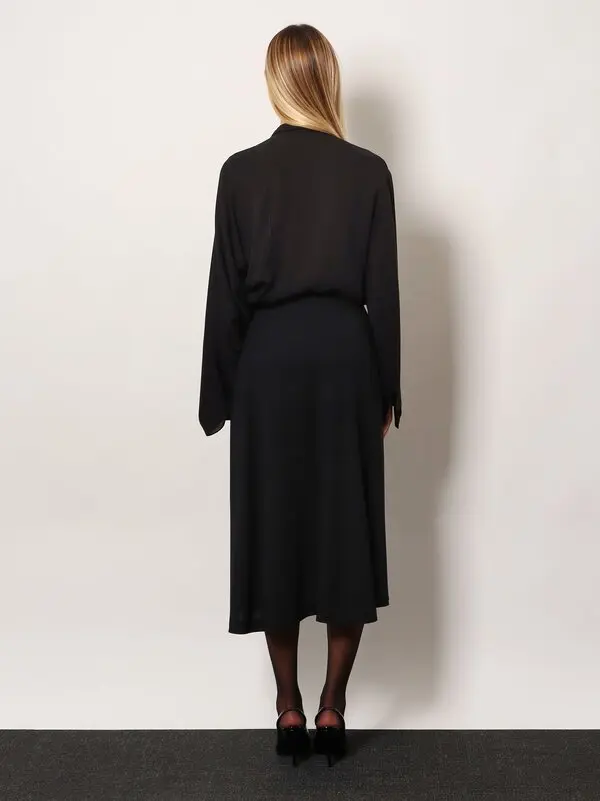 Balenciaga Draped Crepe Midi Skirt