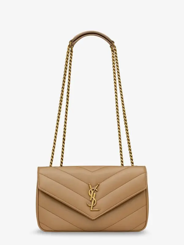 Saint Laurent Loulou Small Leather Shoulder Bag - Beige