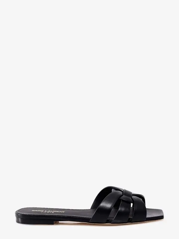 Saint Laurent Tribute 05 Leather Nu Pieds Flat Sandals - Black