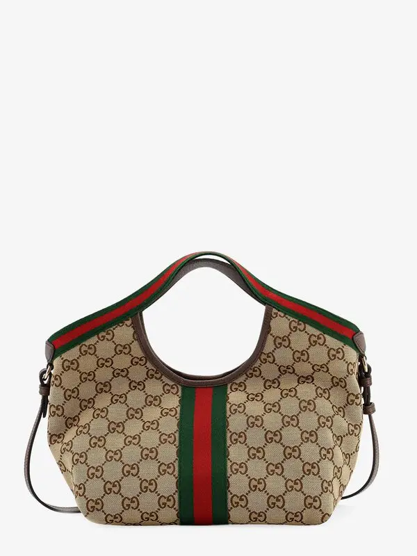 Gucci Giglio Gg Supreme Fabric And Leather Tote Bag