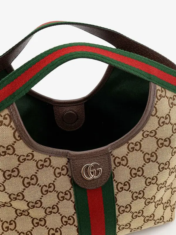 Gucci Giglio Gg Supreme Fabric And Leather Tote Bag