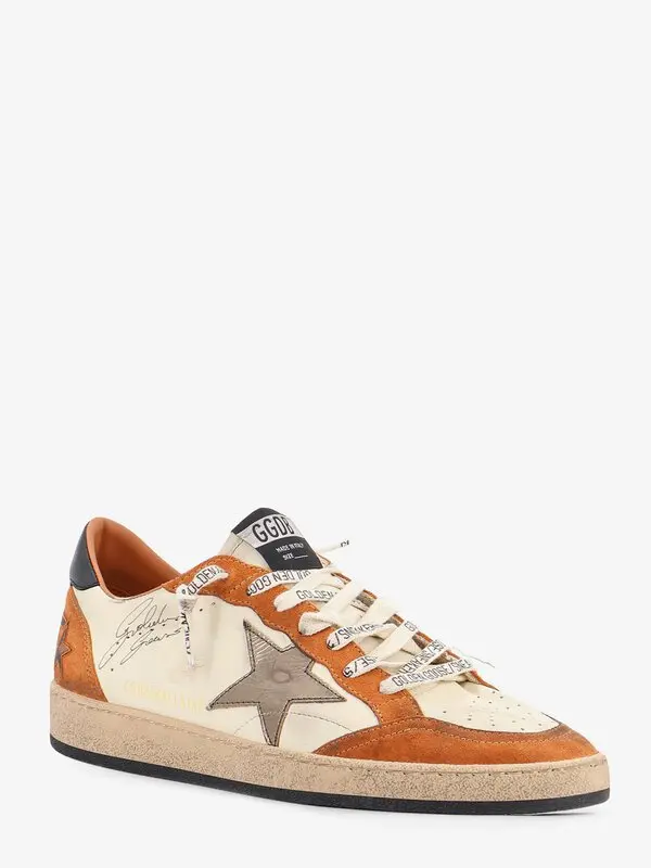 GOLDEN GOOSE Ballstar Suede And Leather Sneakers - Orange