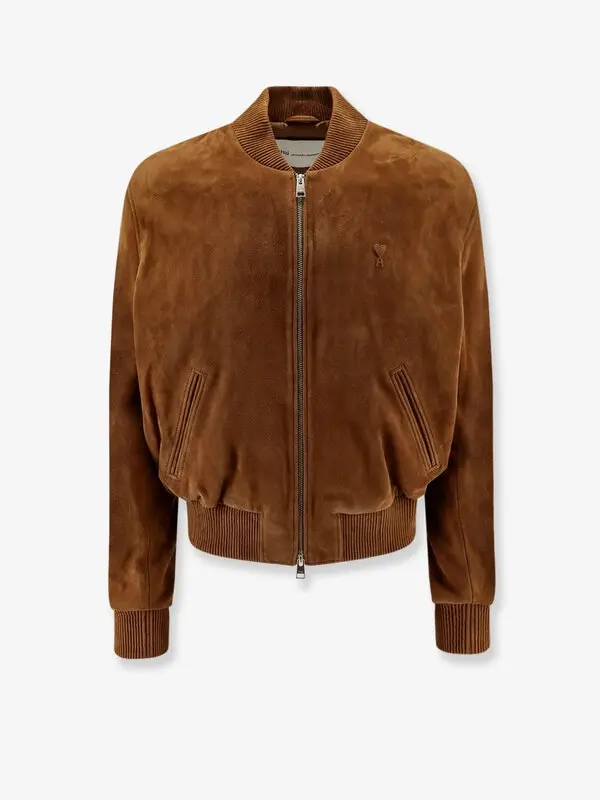 AMI Paris Suede Goatskin Jacket - Brown