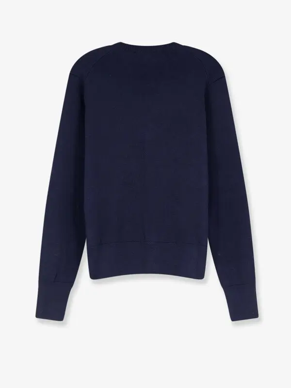 AMI Paris Wool Cardigan With Iconic Embroidery