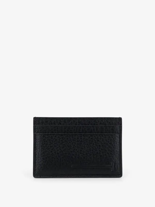 TOM FORD Leather Card Holder With Embossed Logo - Black