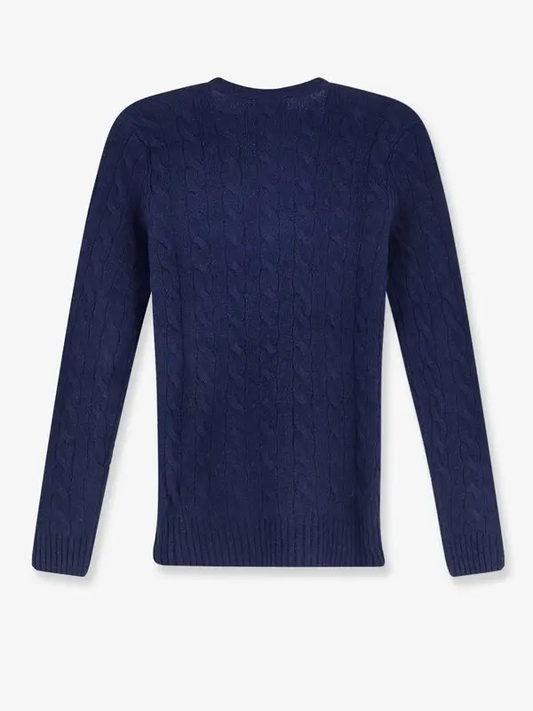 Polo Ralph Lauren Cable-knit Wool And Cashmere V-neck Sweater - Blue