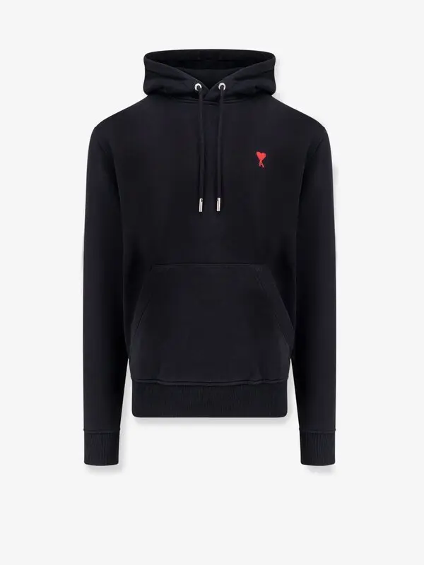 AMI Paris Cotton Sweatshirt With Logo Embroidery - Black