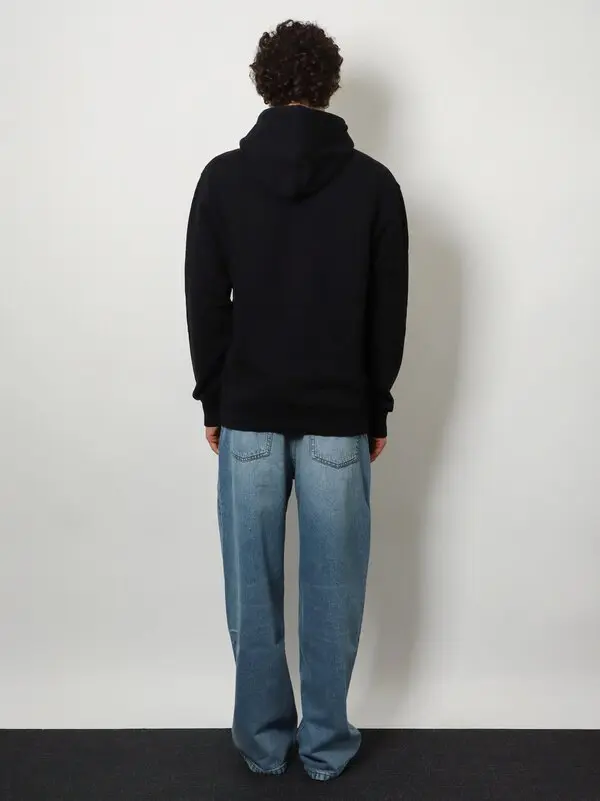 AMI Paris Cotton Hoodie With Embroidered Logo - Black