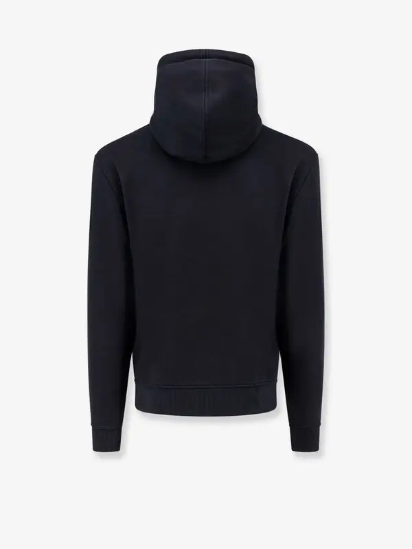 AMI Paris Cotton Hoodie With Embroidered Logo - Black