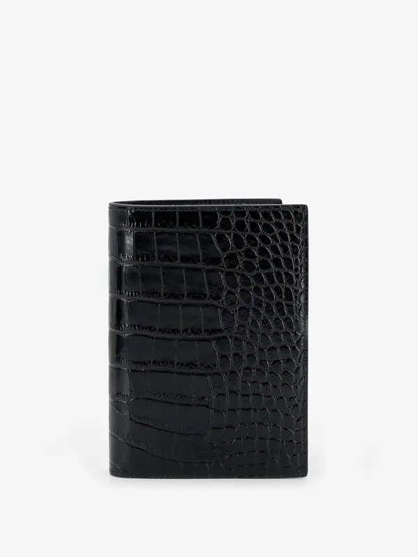 TOM FORD Leather Wallet With Crocodile Print - Black