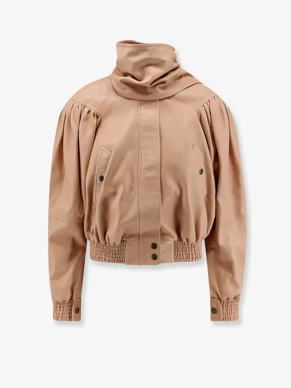 Chloé Leather Jacket With Stitched Profiles - Pink