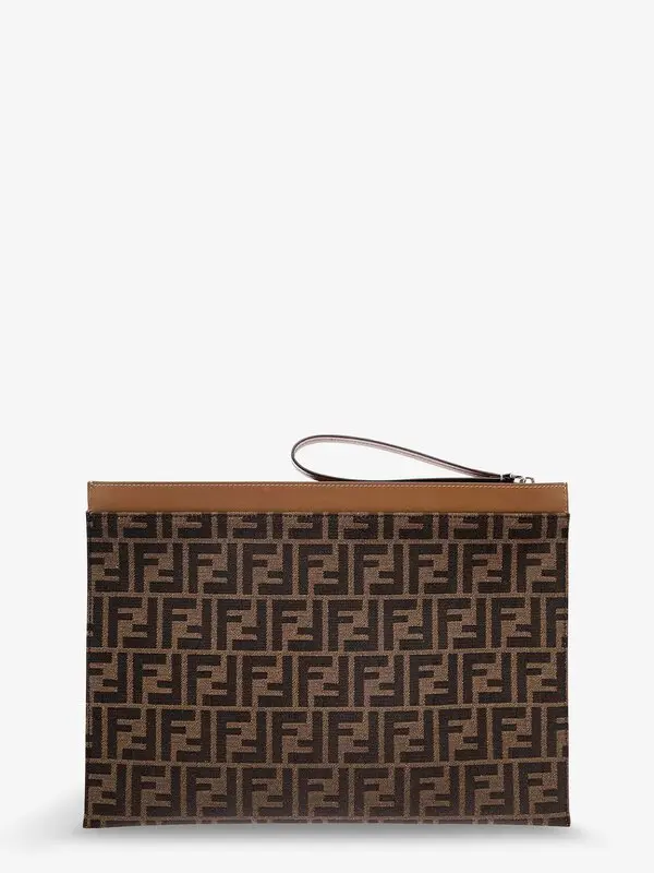 Fendi Ff Jacquard Fabric Flat Pouch Large