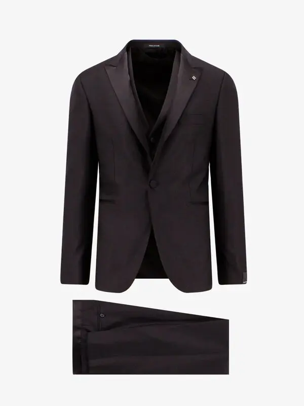 Tagliatore Virgin Wool And Silk Tuxedo With Vest - Black