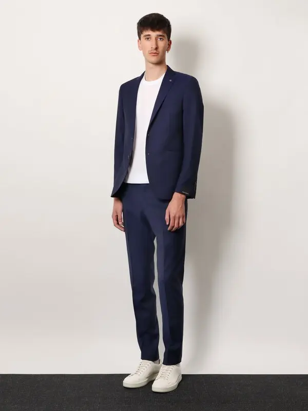 Tagliatore Virgin Wool Suit With Removable Iconic Brooch