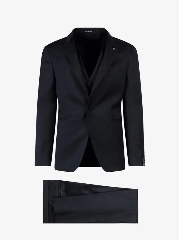 Tagliatore Virgin Wool Tuxedo With Vest - Black