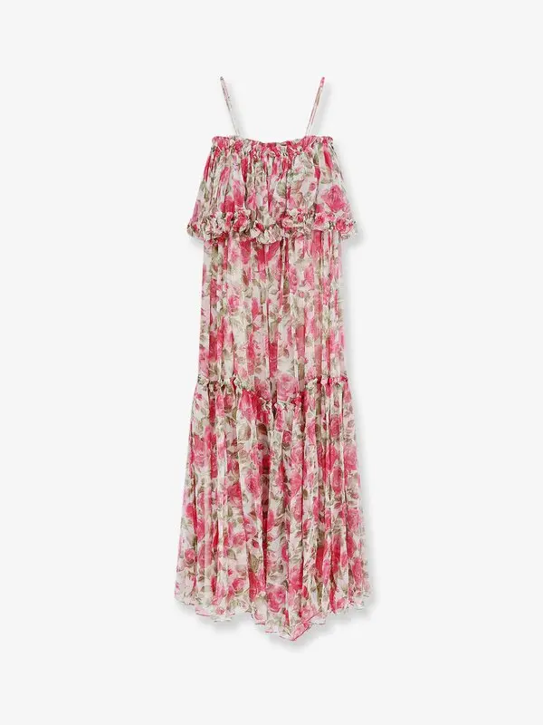 Chloé Silk Long Dress With Floral Print