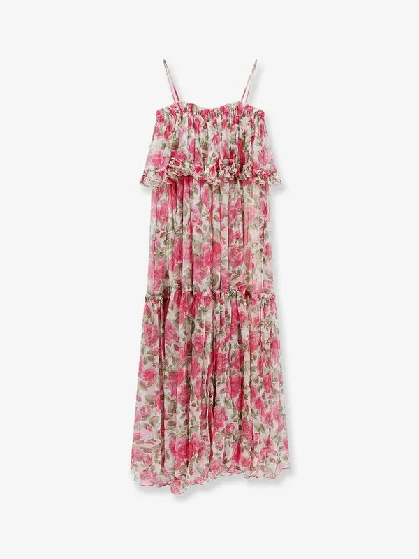 Chloé Silk Long Dress With Floral Print