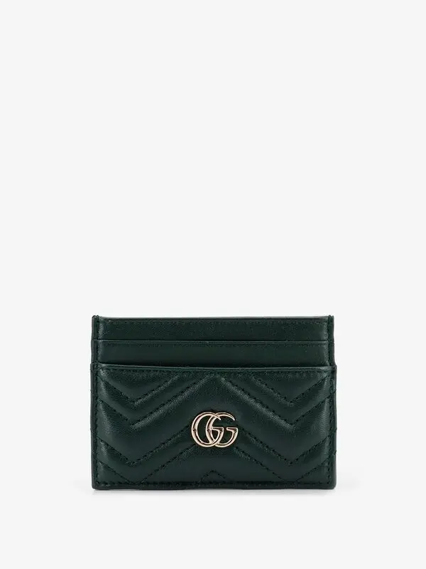 Gucci Gg Marmont Leather Card Holder - Green