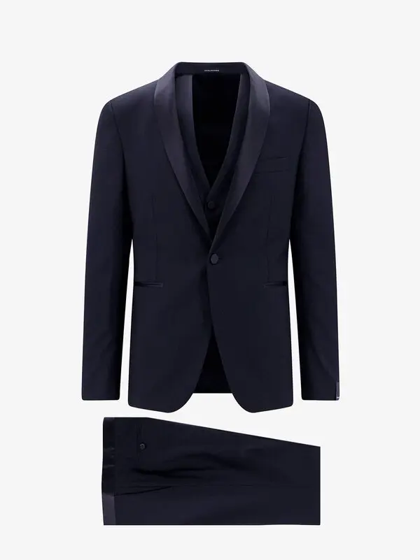 Tagliatore Virgin Wool Tuxedo With Vest - Blue