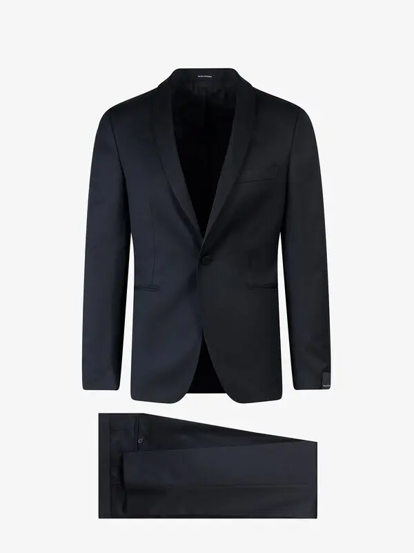 Tagliatore Virgin Wool Tuxedo With Shawl Lapel - Black