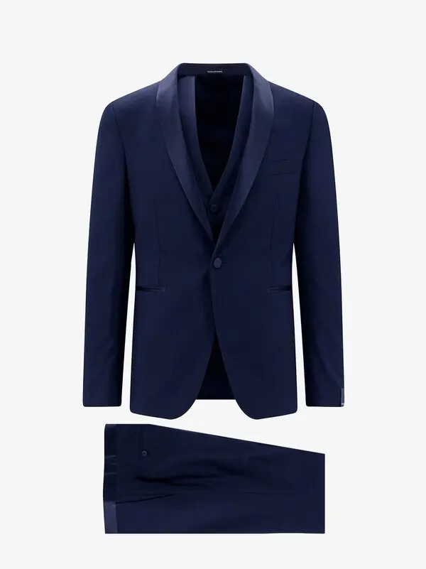 Tagliatore Virgin Wool Tuxedo With Vest - Blue