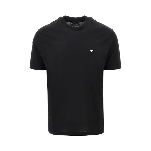 Emporio Armani Lyocell And Cotton Blend T-hirt With Logo - Black