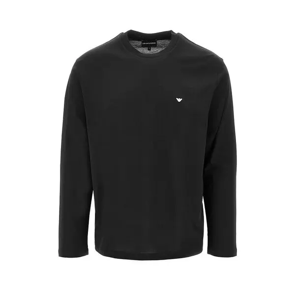 Emporio Armani Lyocell And Cotton Blend T-hirt With Logo - Black